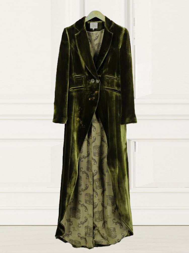 Vintage Velvet Paneled Long Sleeve Coat – INNSLANE