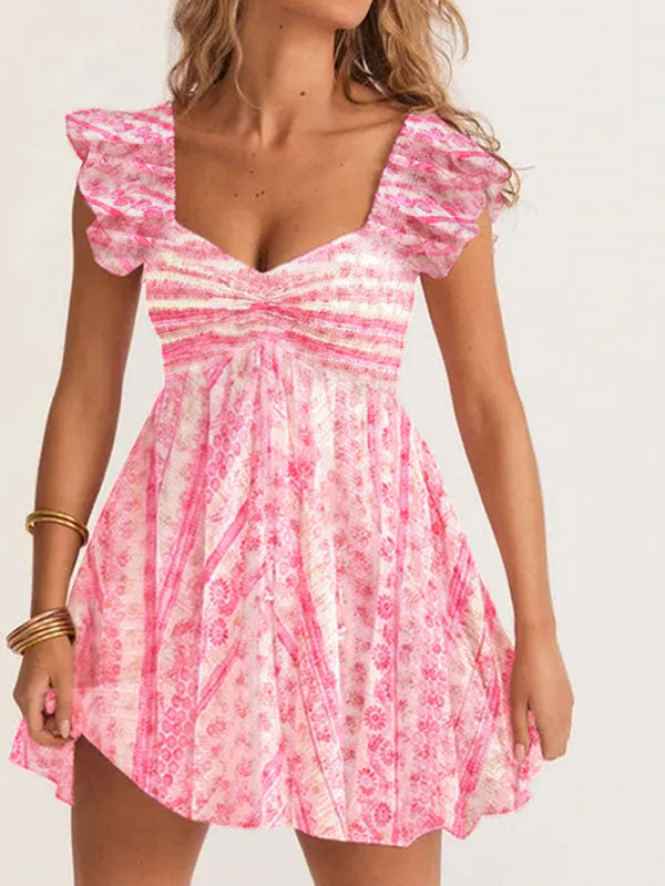 Pink printing dress – INNSLANE