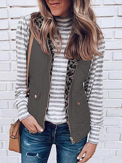 Reversible Zipper Up Plush Vest Tops – INNSLANE