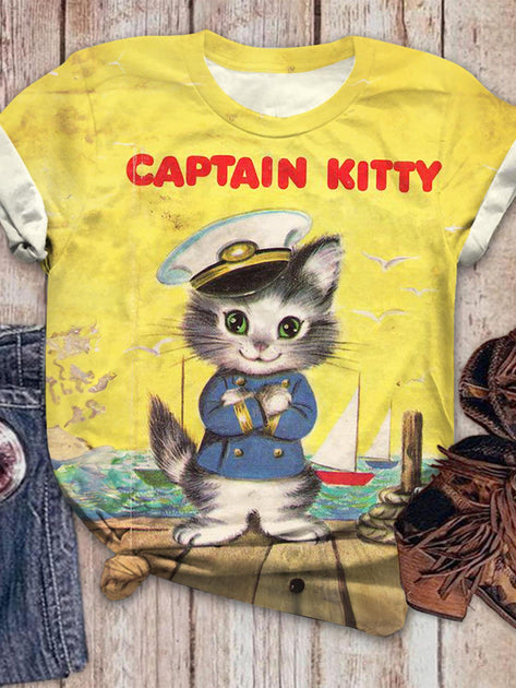Vintage Captain Kitty Crew Neck T-shirt – INNSLANE