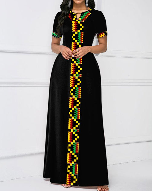 African Fashion Print Round Neck Long Sleeve Dress – INNSLANE